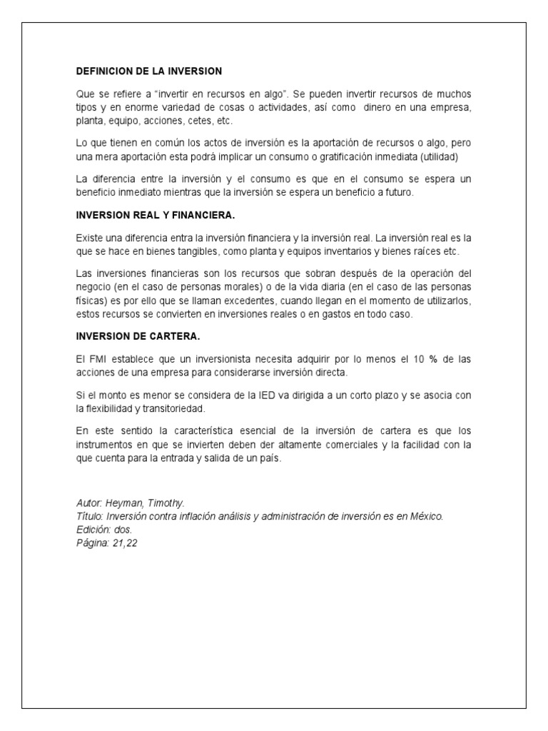 Definicion de La Inversion | PDF