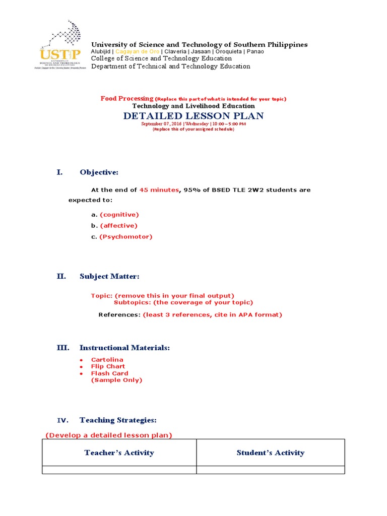 Lesson Plan Tempate | PDF