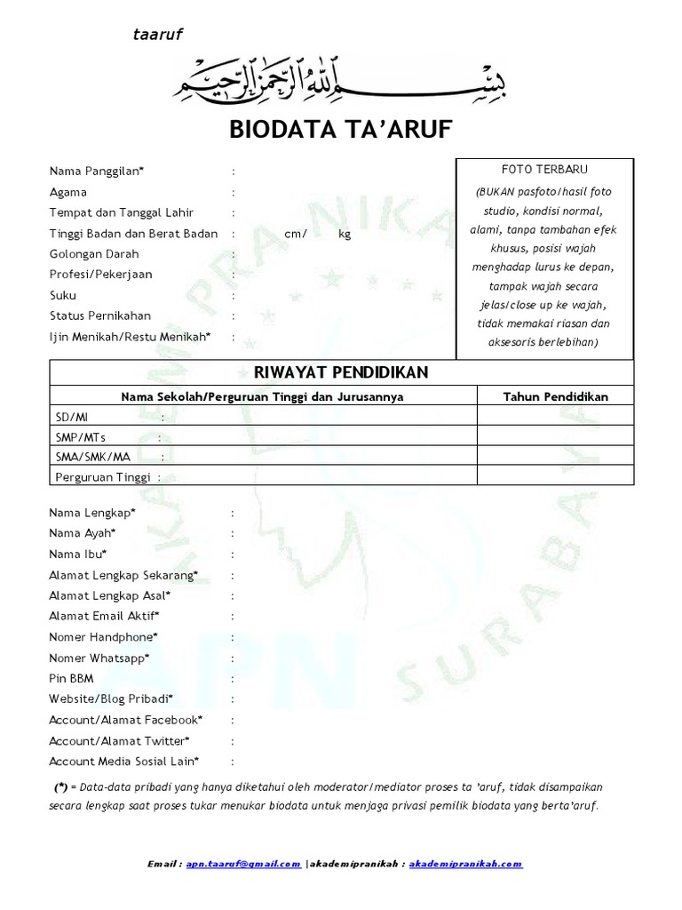Format CV Taaruf | PDF