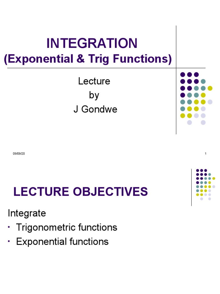 INTEGRATION Exponential & Trig Functions | PDF | Trigonometric ...