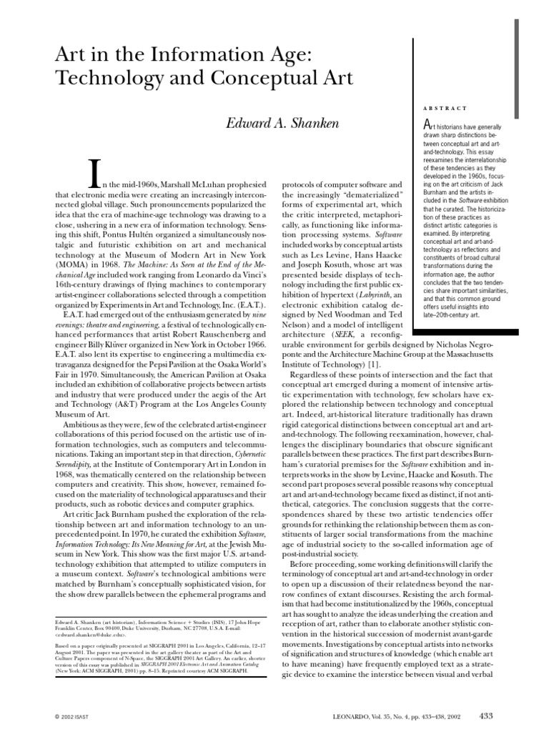 Art in The Information Age: Technology and Conceptual Art: Edward A ...