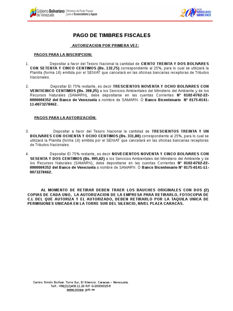 Oficio Con Arbol Pago de Timbres Fiscales | PDF