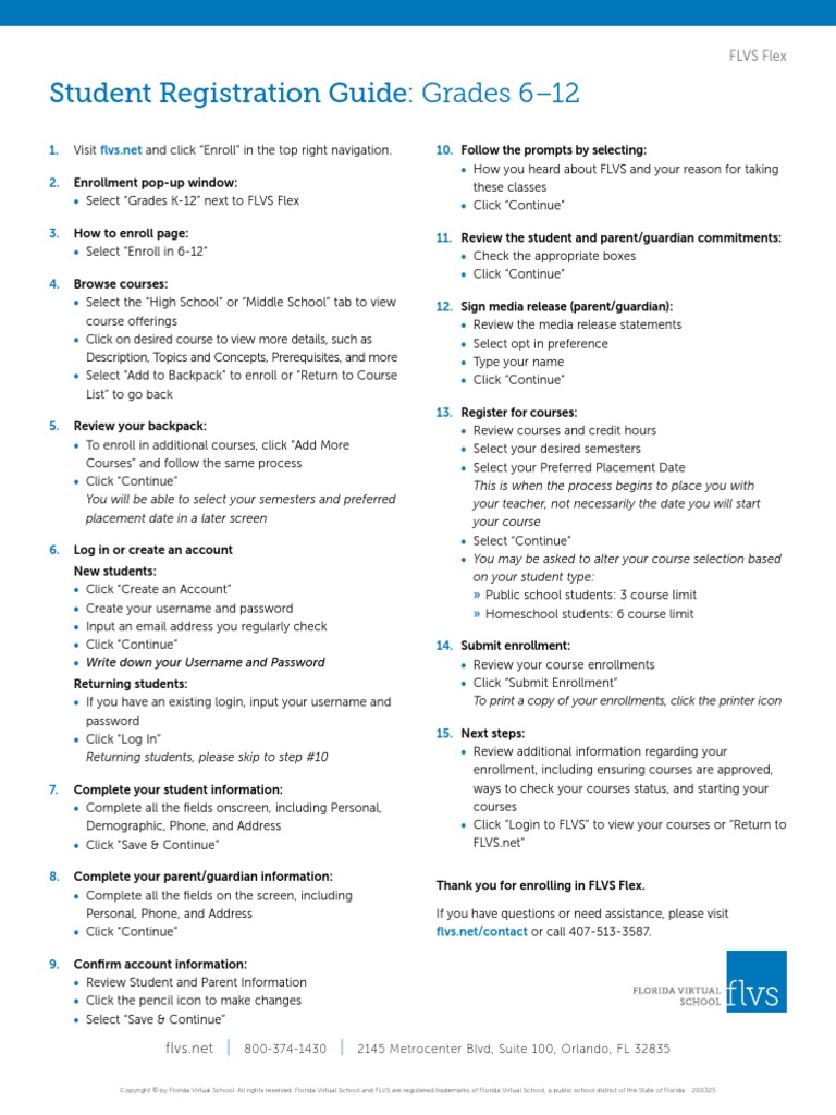 Flvs Student Registration Guide 8-6-20 | PDF | Login | Computing