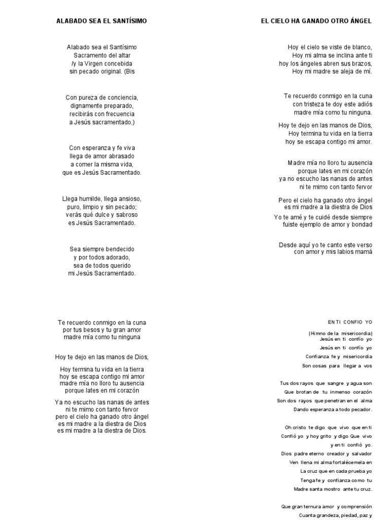 Alabado Sea El Santísimo | PDF | María, madre de Jesús | Cristo (título)