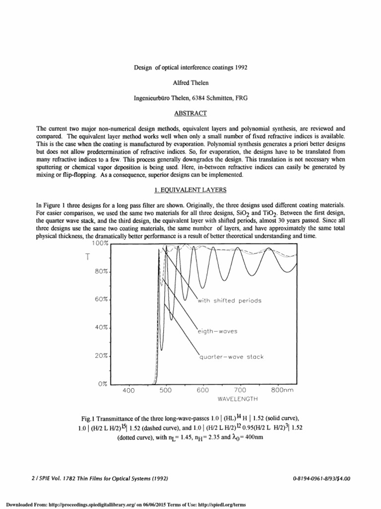 Optical Interference Coating Design Methods Compared | PDF | Thin Film ...