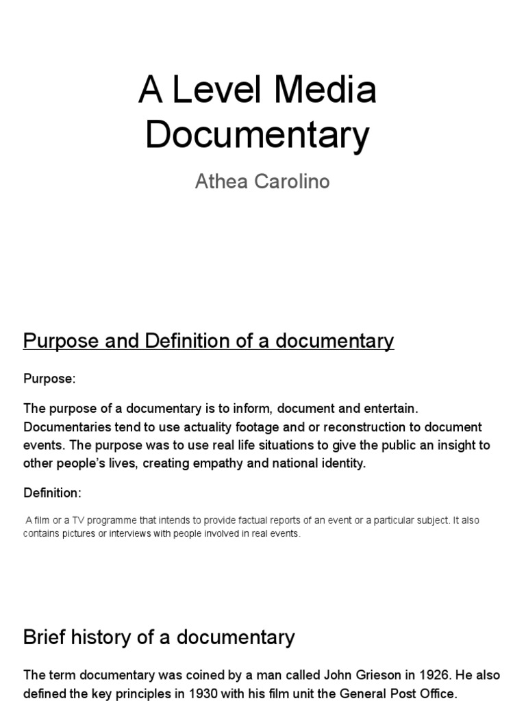 A Level Media Documentary | PDF | Documentary Film | Narrative