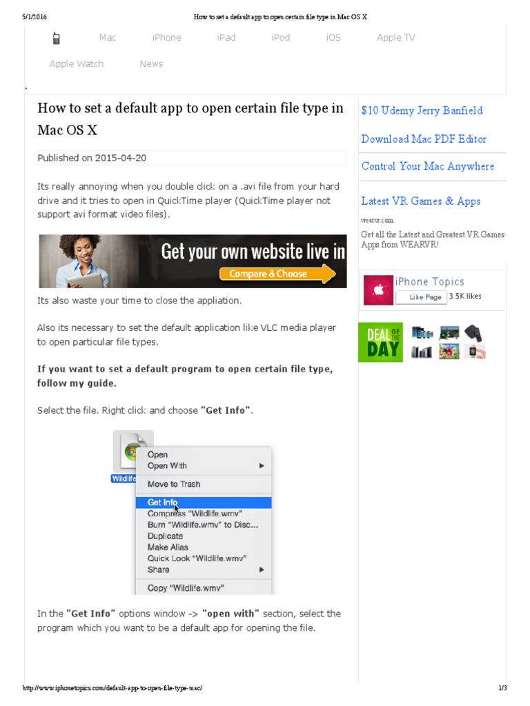 How To Set A Default App To Open Certain File Type in Mac OS X | PDF ...