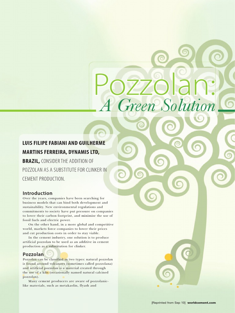 Pozzolan:: A Green Solution | PDF | Cement | Combustion