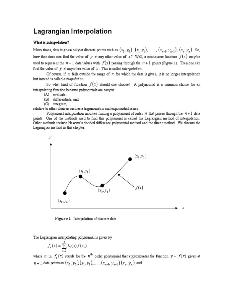 Lagrangian Interpolation: y X X y X y X, X X F X F X X X X F | PDF ...