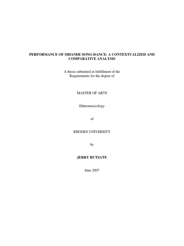 Performance of Mhande Song-Dance: A Contextualized and Comparative ...