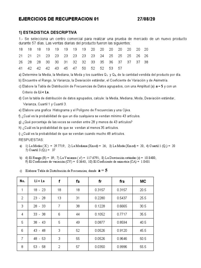 Estadistica Descriptiva 2 Ejercicios Resueltos | PDF | Análisis de los ...