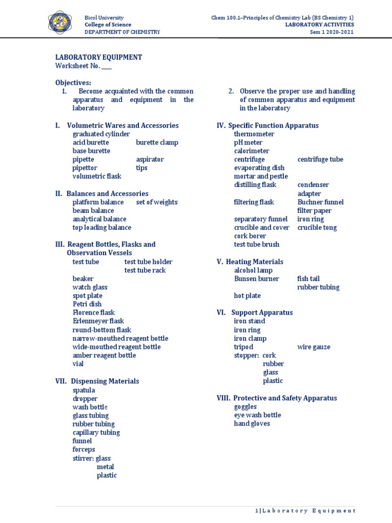Laboratory Equipment Identification and Usage Guide | PDF | Laboratory ...