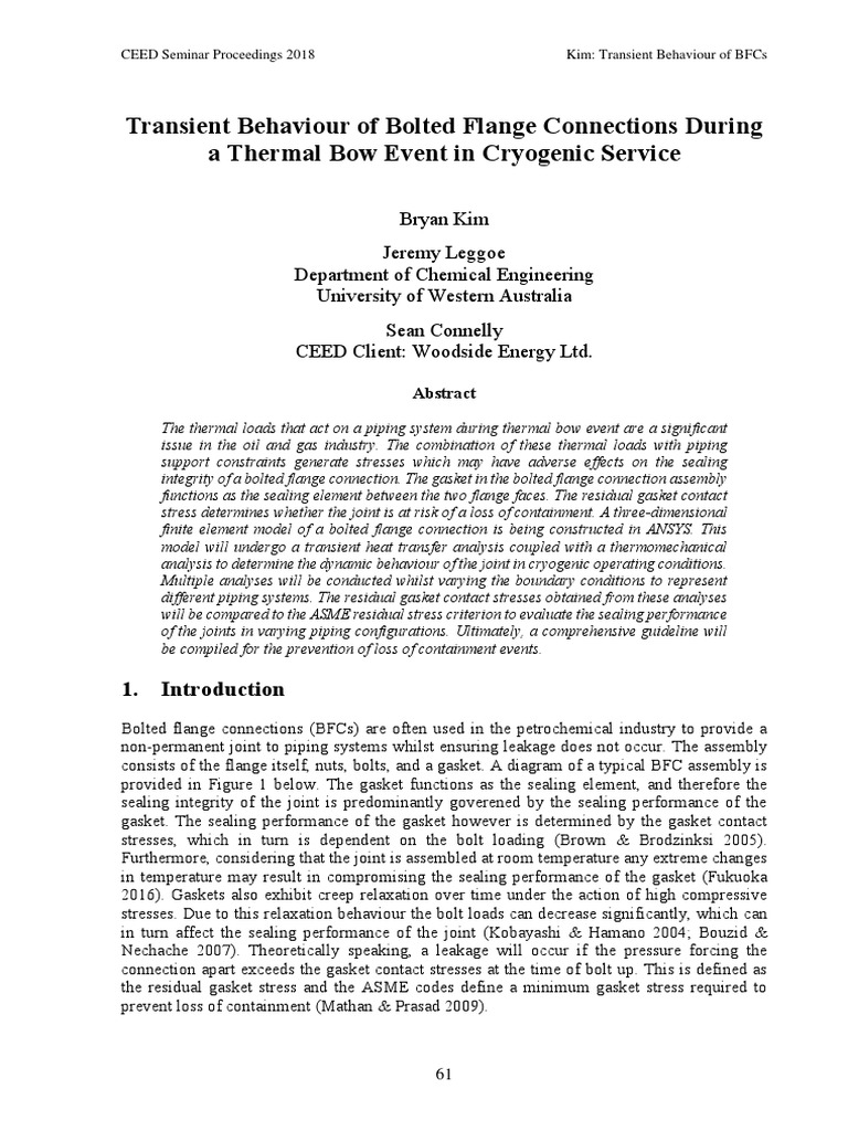 Transient Behaviour of Bolted Flange Connections During A Thermal Bow ...