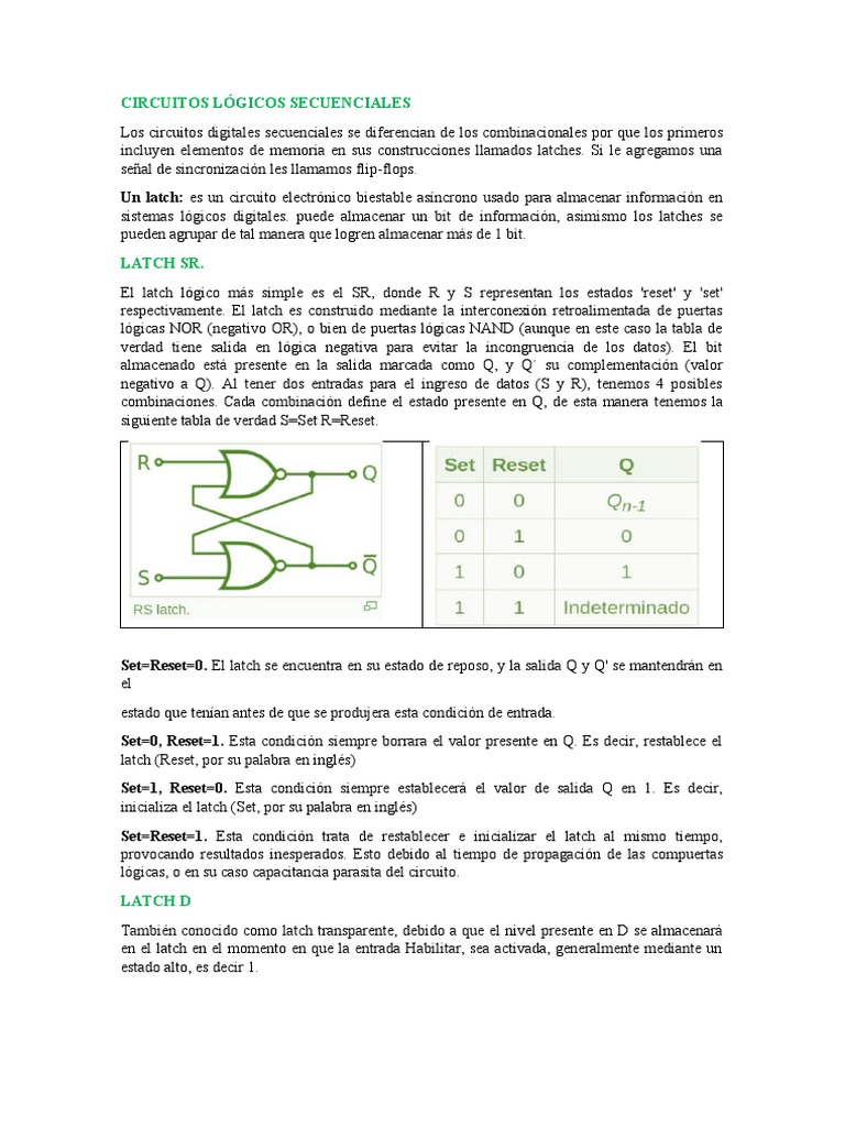Circuitos Lógicos Secuenciales | Descargar gratis PDF | Electrónica digital | Circuitos electrónicos