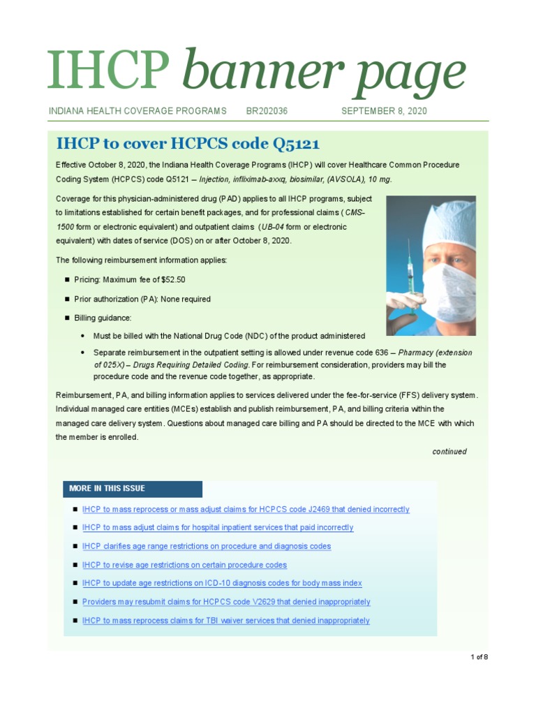 Banner Page: IHCP To Cover HCPCS Code Q5121 | PDF | Fee For Service ...