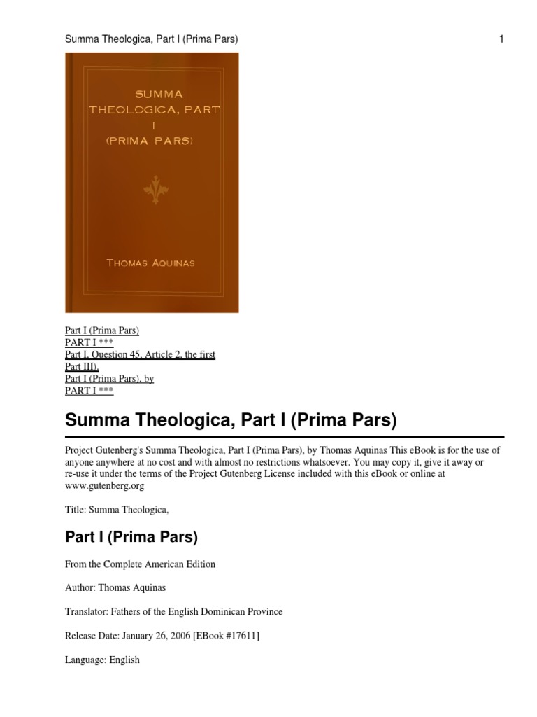 1225-1274, Thomas Aquinas, Summa Theologiae-Prima Pars Edente, EN | PDF | Revelation | Reason