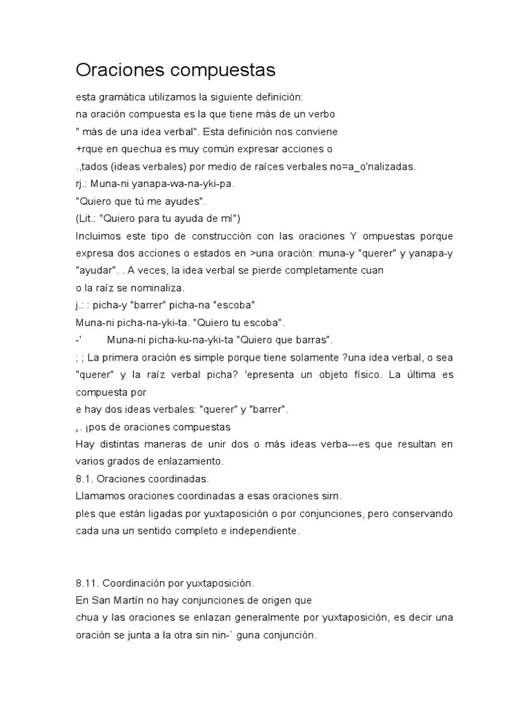 Oraciones Compuestas | PDF | Oración (Lingüística) | Adverbio