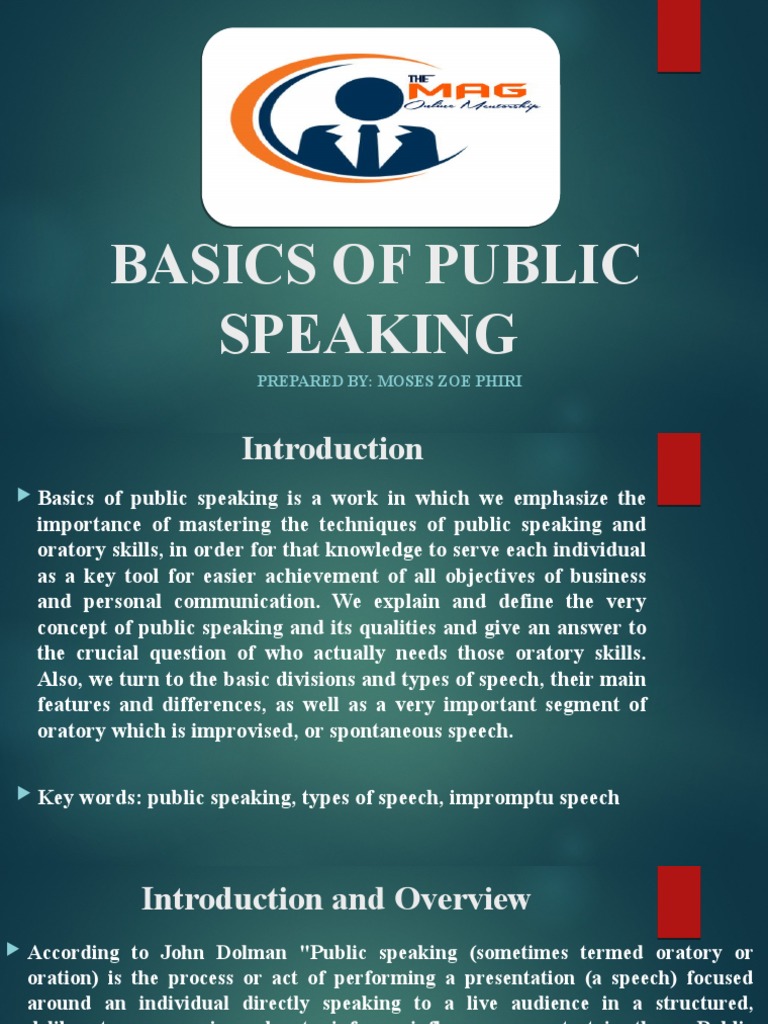 Essentials of Public Speaking Skills | PDF | Public Speaking | Speech