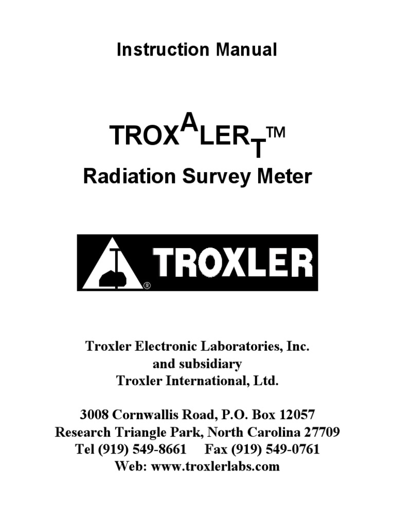 Trox Alert-Manual | PDF | Calibration | Radiation