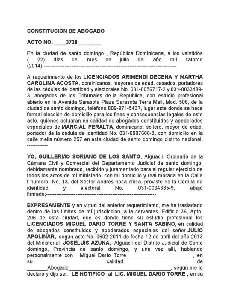 Constitución De Abogado Pdf República Dominicana Virtud