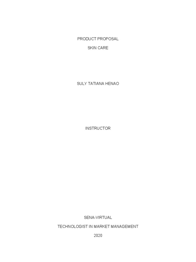 Product Proposal Skin Care | PDF | Hypothesis | Cosmetics