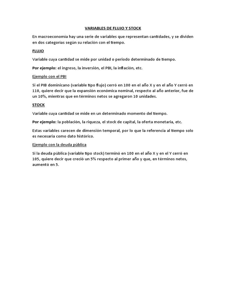 Variables de Flujo y Stock | PDF