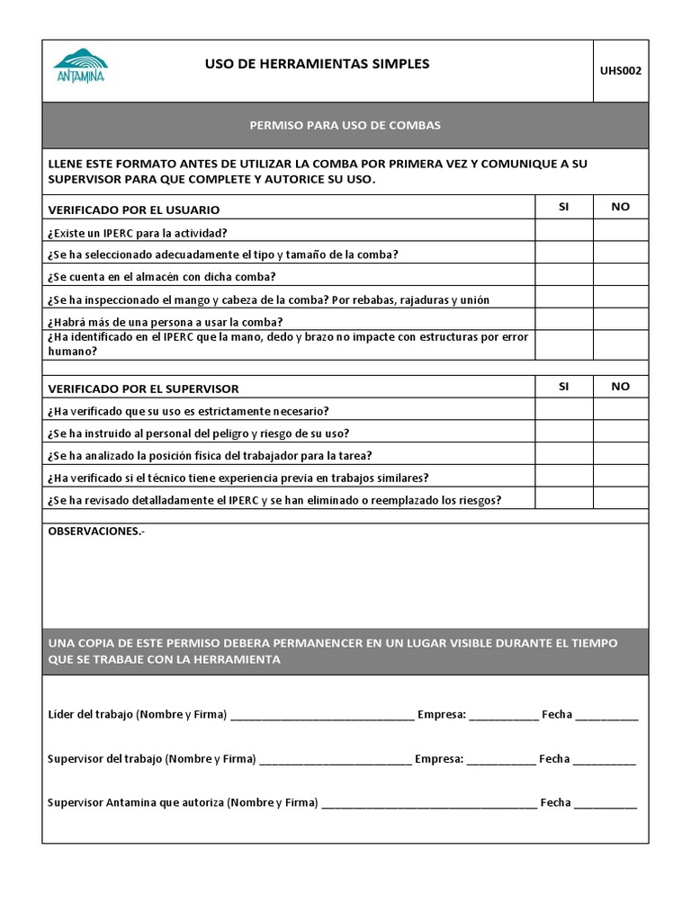Permiso para Uso de Cabeza de Comba | PDF