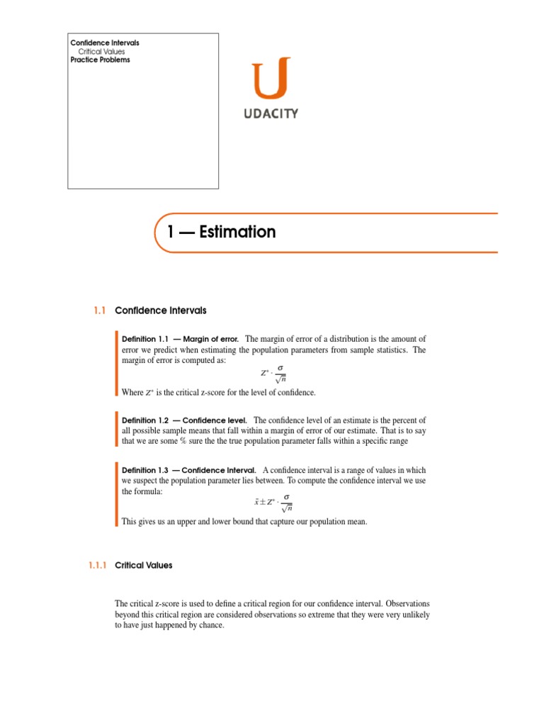 1 - Estimation: Confidence Intervals | PDF | Confidence Interval | Research Methods