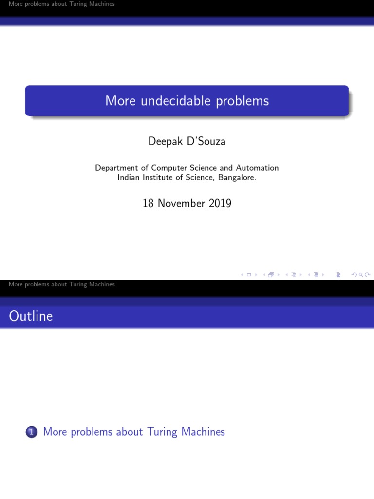 More Undecidable Problems: Deepak D'Souza | PDF | Theory Of Computation ...