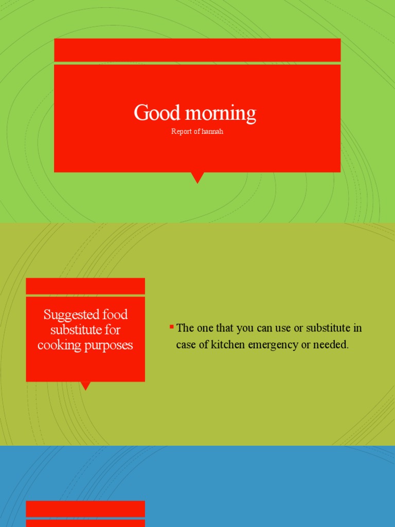 Good Morning: Report of Hannah | PDF | Salad | Mustard (Condiment)