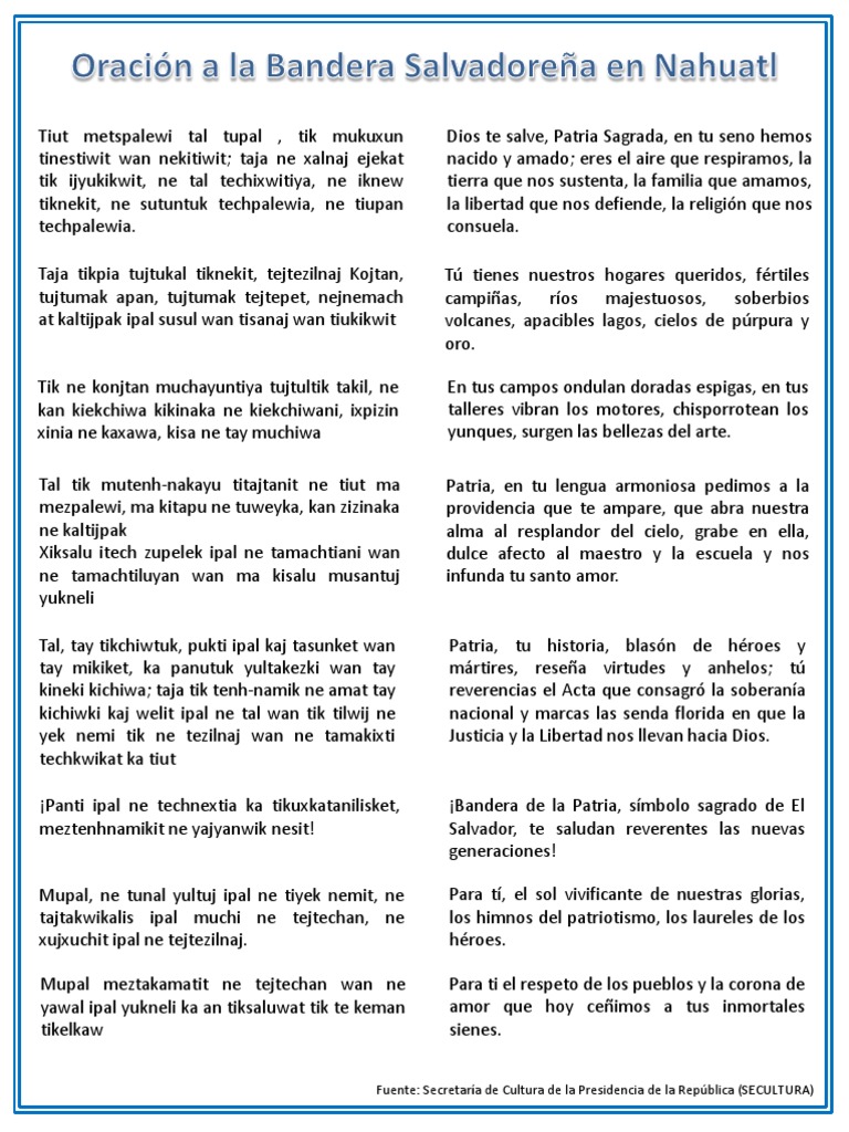 Oración a la Bandera en Náhuatl | PDF | Comportamiento religioso y ...