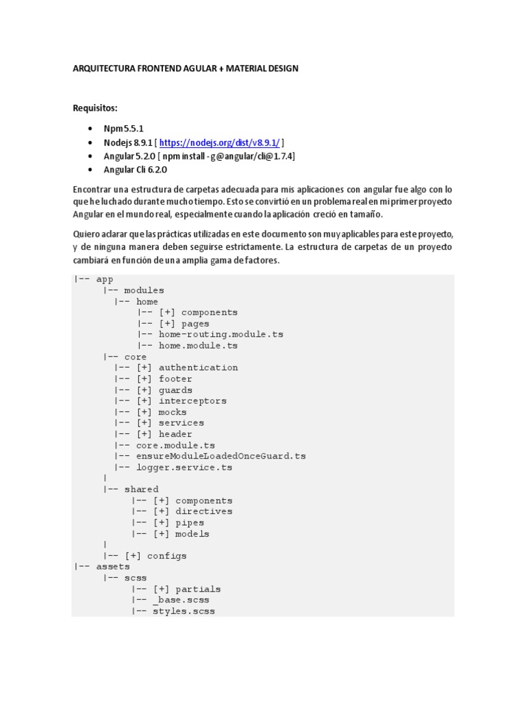 Arquitectura Frontend (Angular+Material Design) | PDF | Archivo de ...