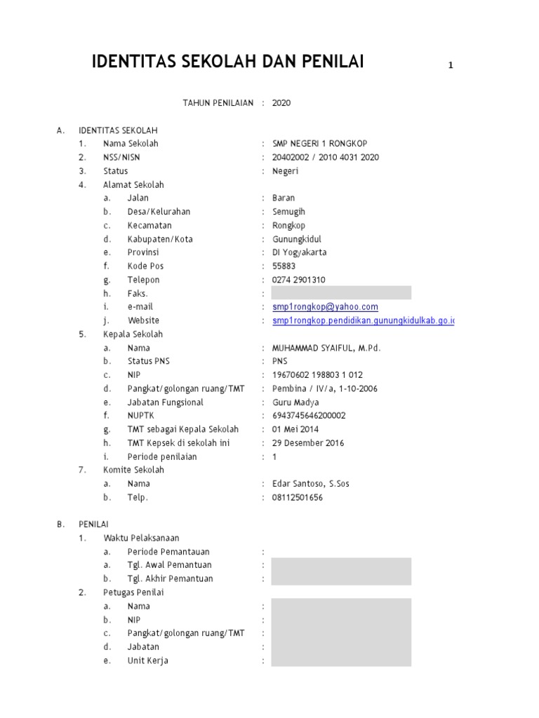 Form Identitas Kinerja | PDF
