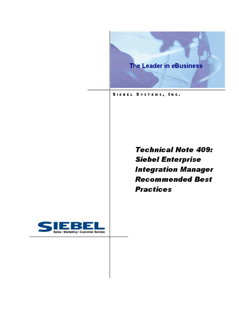 Siebel Enterprise Integration Manager Recommended Best Practices | PDF | Database Index ...