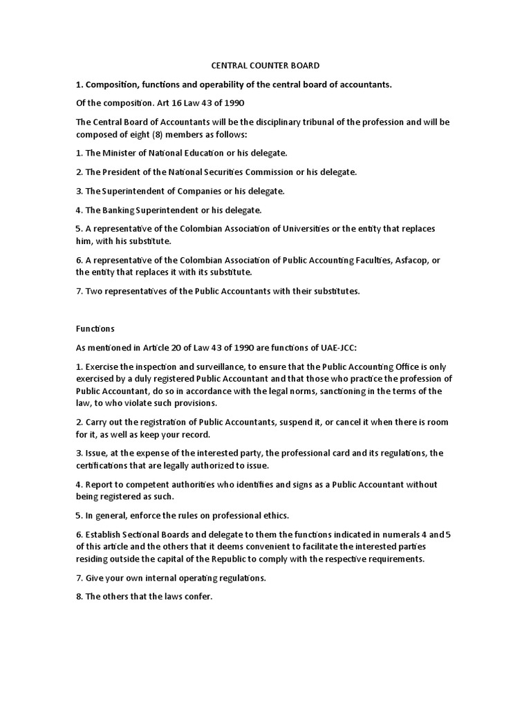 Central Counter Board | Download Free PDF | Accountant | Certified ...