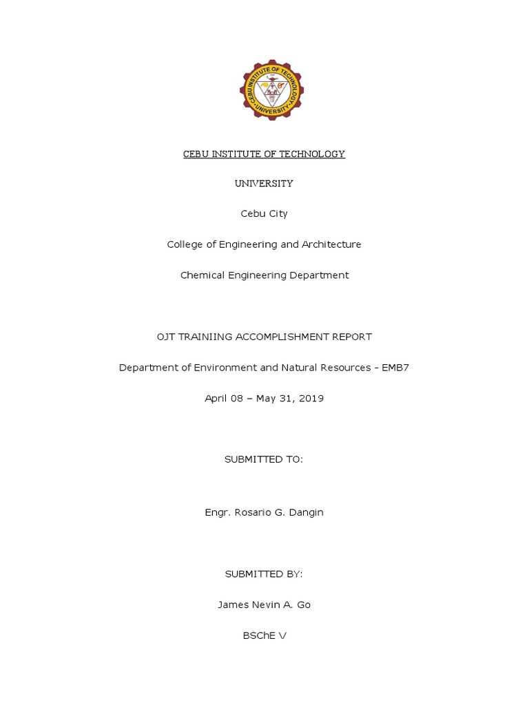 OJT Report | PDF | Environmental Impact Assessment | Pollution
