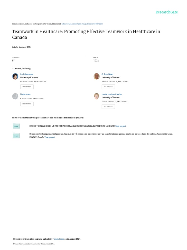 Effective Teamwork in Canadian Healthcare | PDF | Health System ...