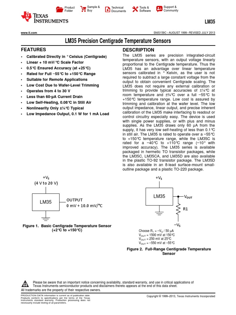 Texas Instruments-LM35DZ NOPB-datasheet PDF | PDF