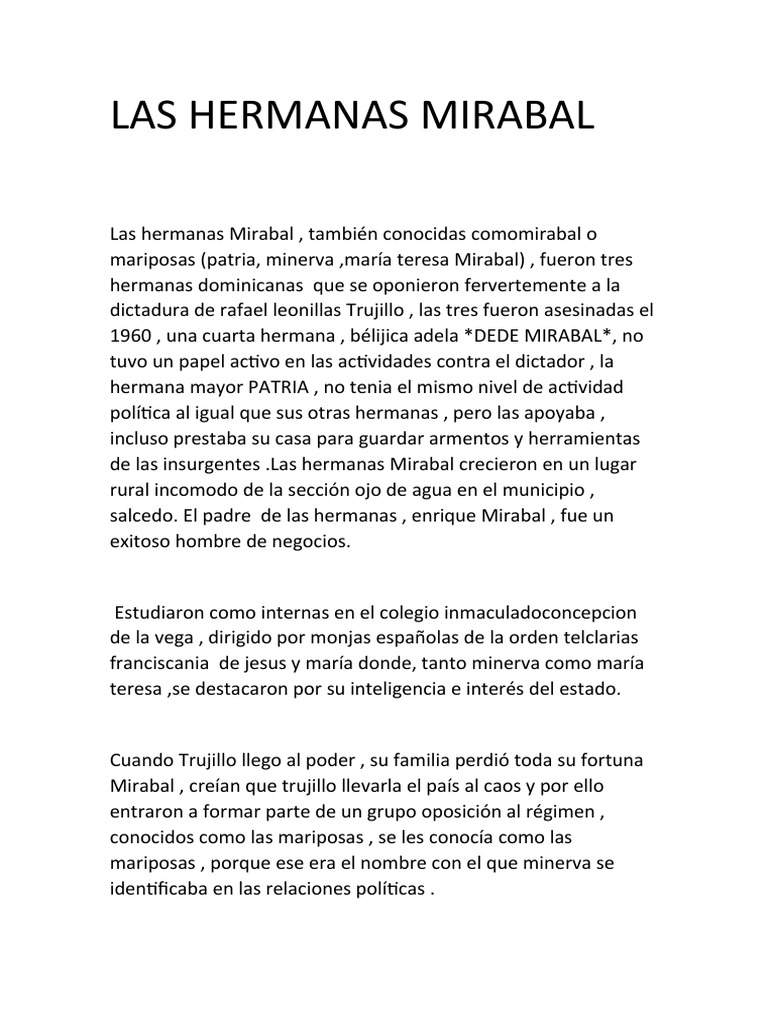 Las Hermanas Mirabal | PDF