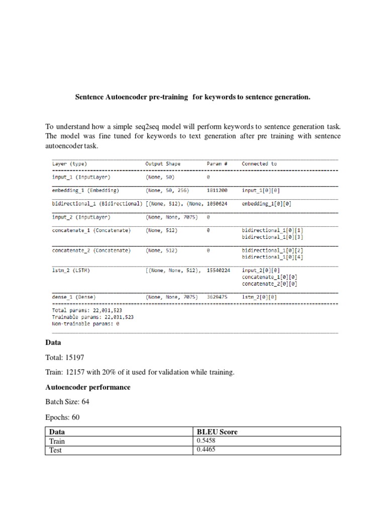 Sentence Autoencoder Pre-Training For Keywords To Sentence Generation ...
