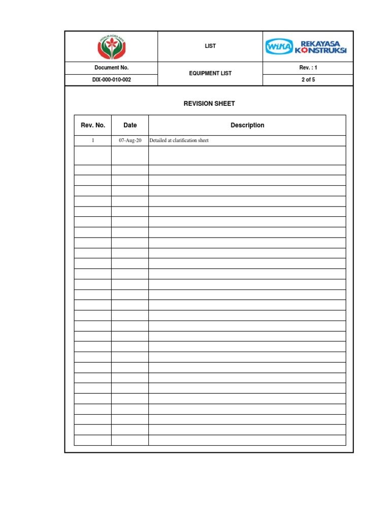 Revision Sheet: 1 07-Aug-20 Detailed at Clarification Sheet | PDF
