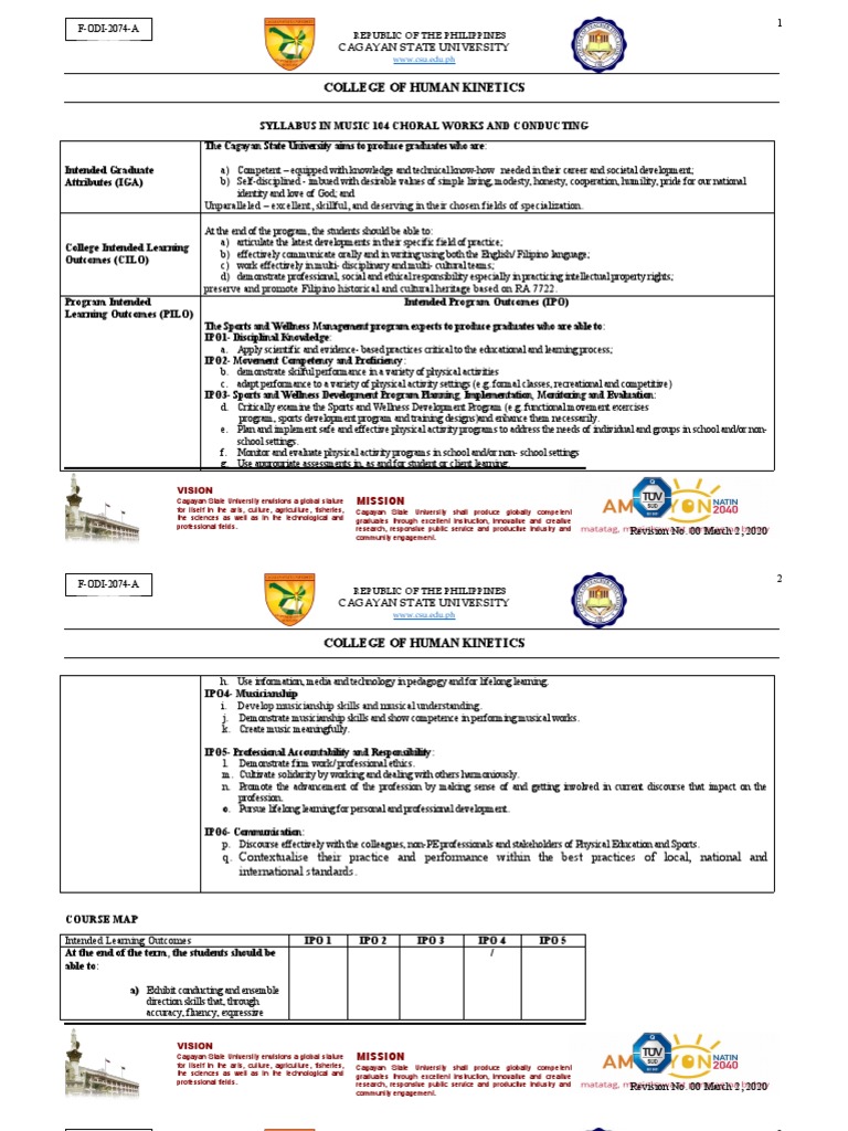CSU Music 104: Choral Conducting Syllabus | PDF | Choir | Profession