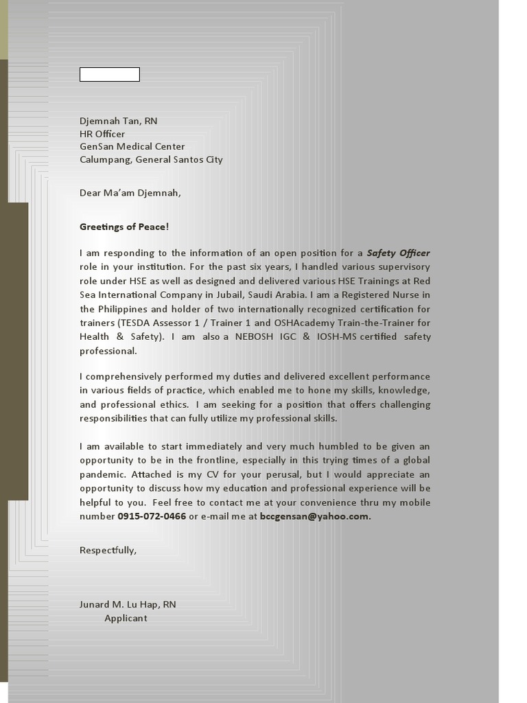 GMC Cover Letter 2020 | PDF