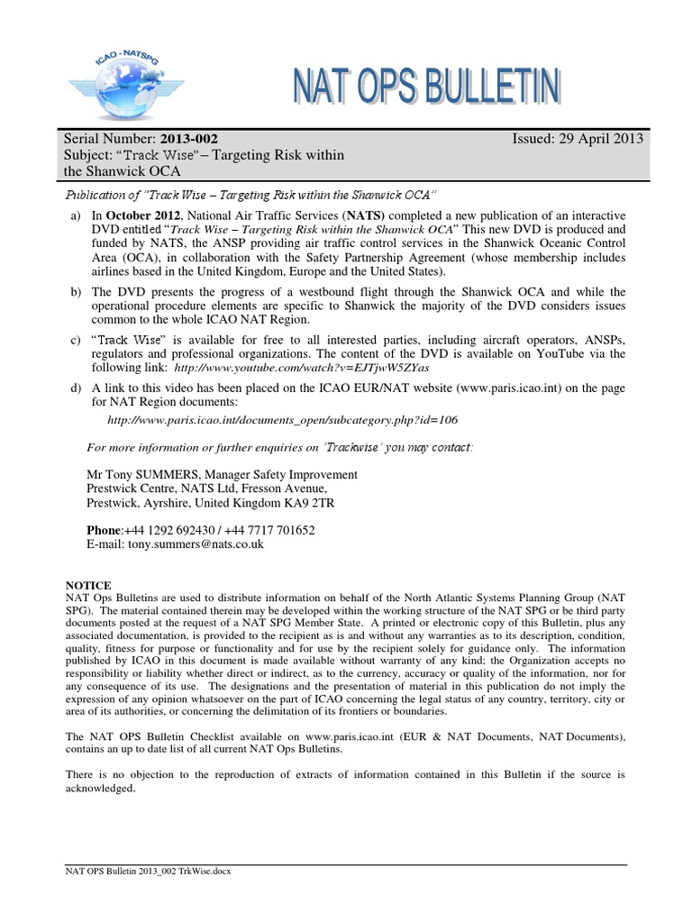 NAT OPS Bulletin Track Wise | Download Free PDF | Aviation | Business