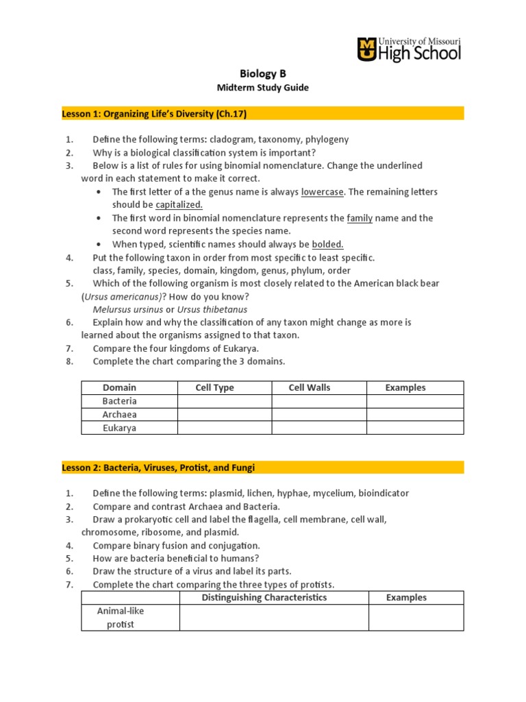 Biology B Midterm Study Guide | PDF | Plants | Fungus