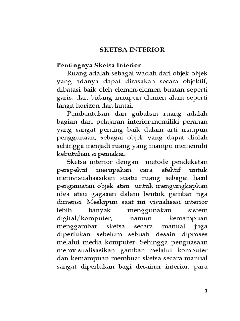 Sketsa Interior: Panduan Menggambar Ruang | PDF