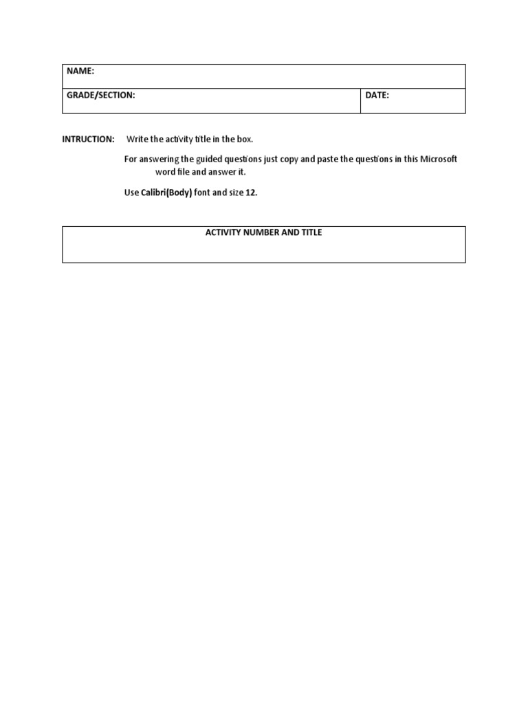 Activity Title and Guided Questions Template | PDF