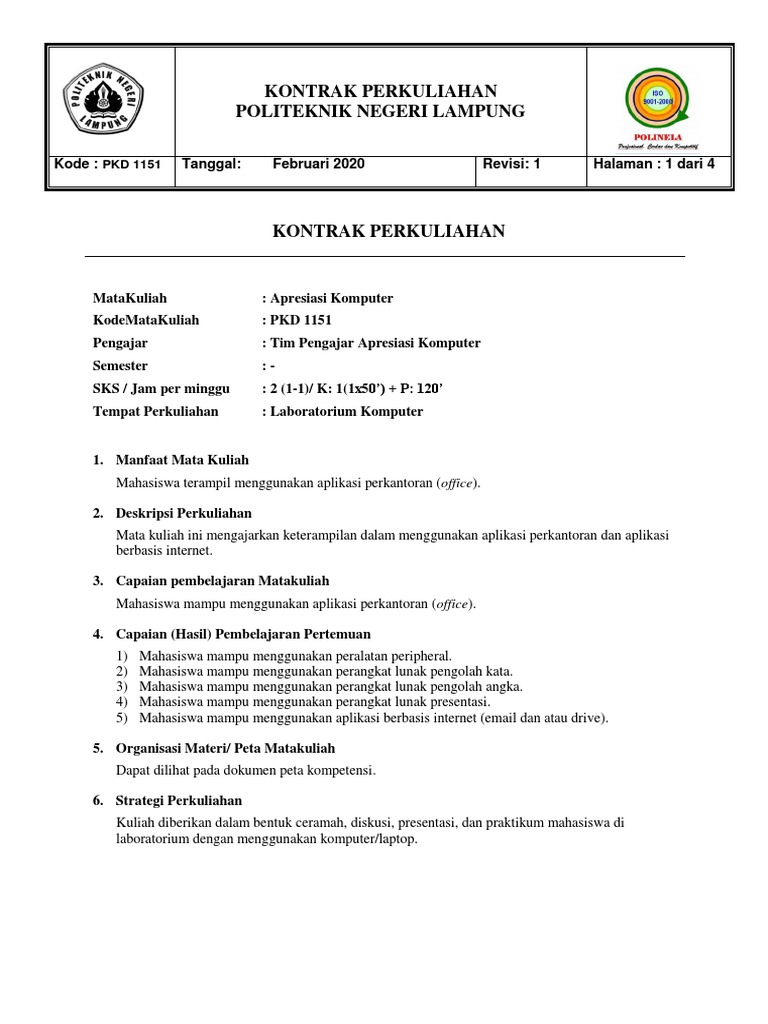 Kontrak Perkuliahan | PDF