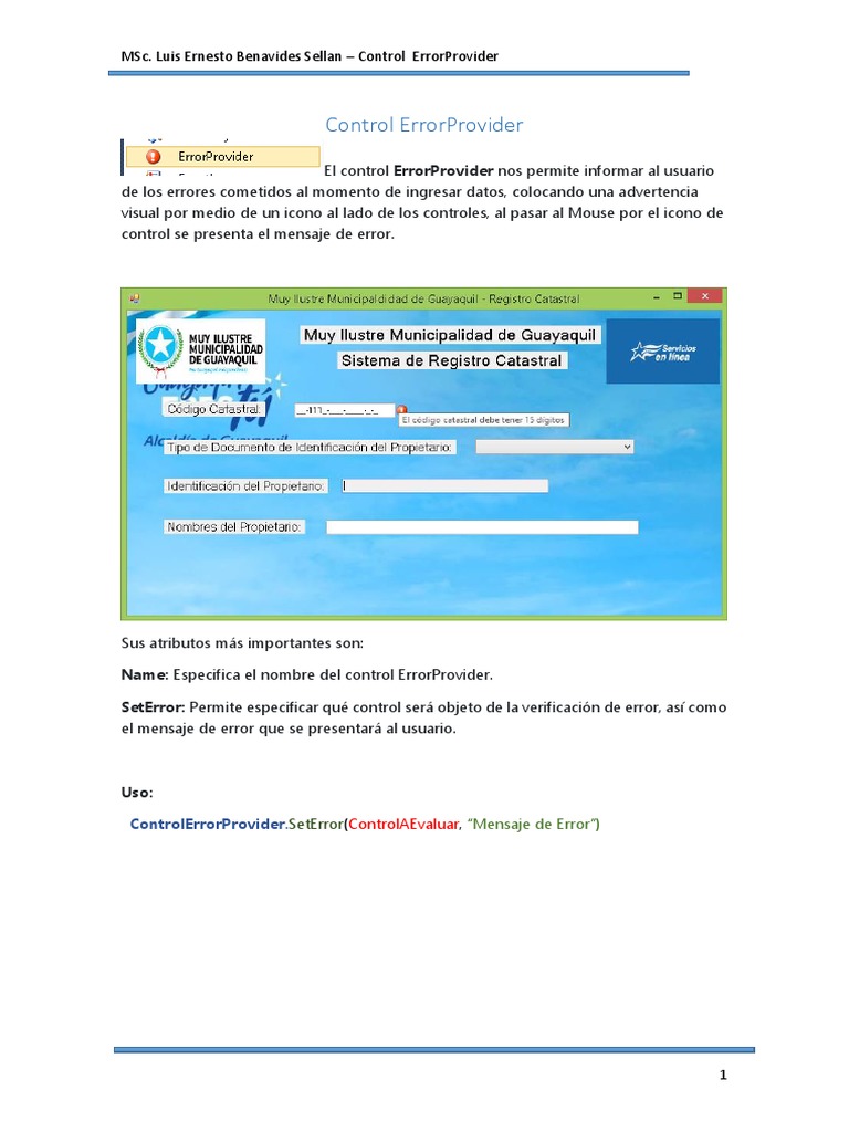 Control ErrorProvider Visual Basic | PDF
