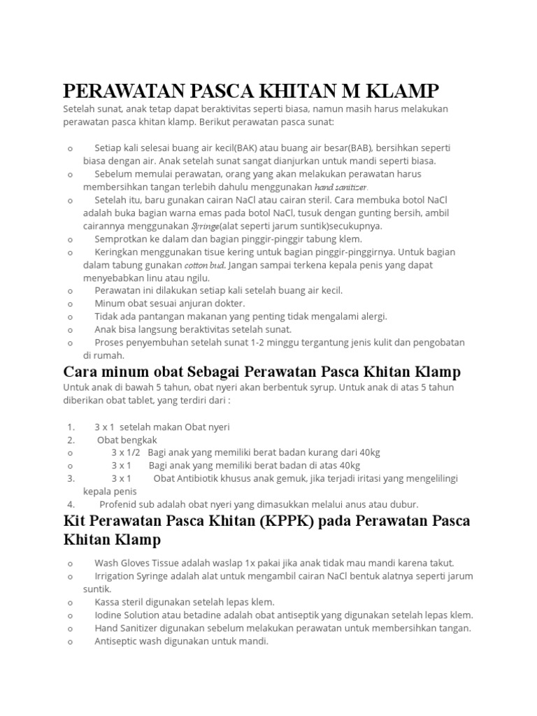 Perawatan Pasca Khitan M Klamp | PDF Perawatan Pasca Khitan M Klamp | PDF